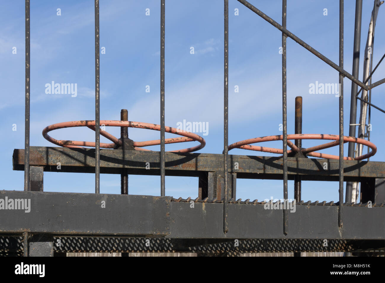 Small dam open the water gate for agricultural system Stock Photo - Alamy