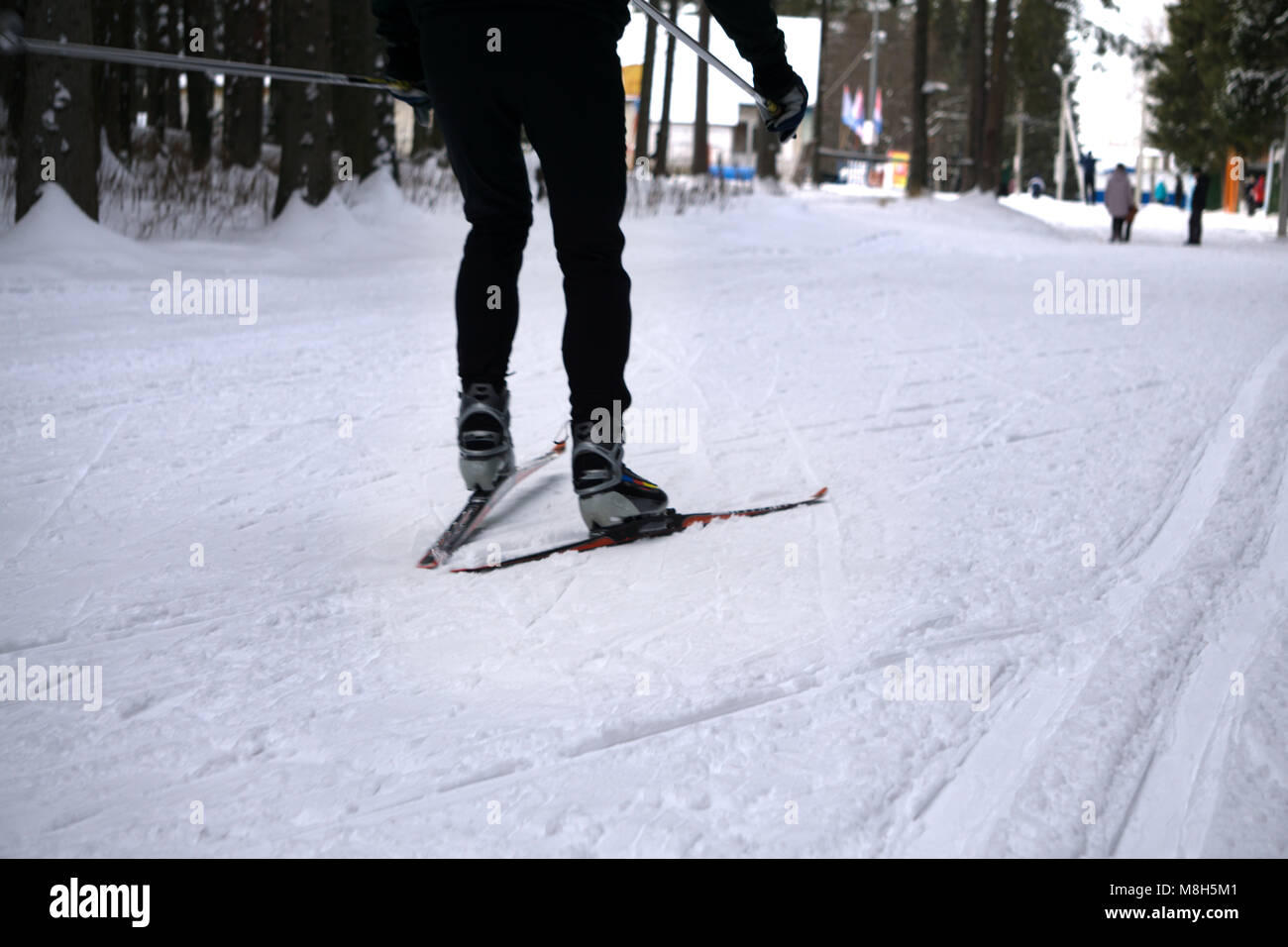 A group of skiers on the track Stock Photo - Alamy