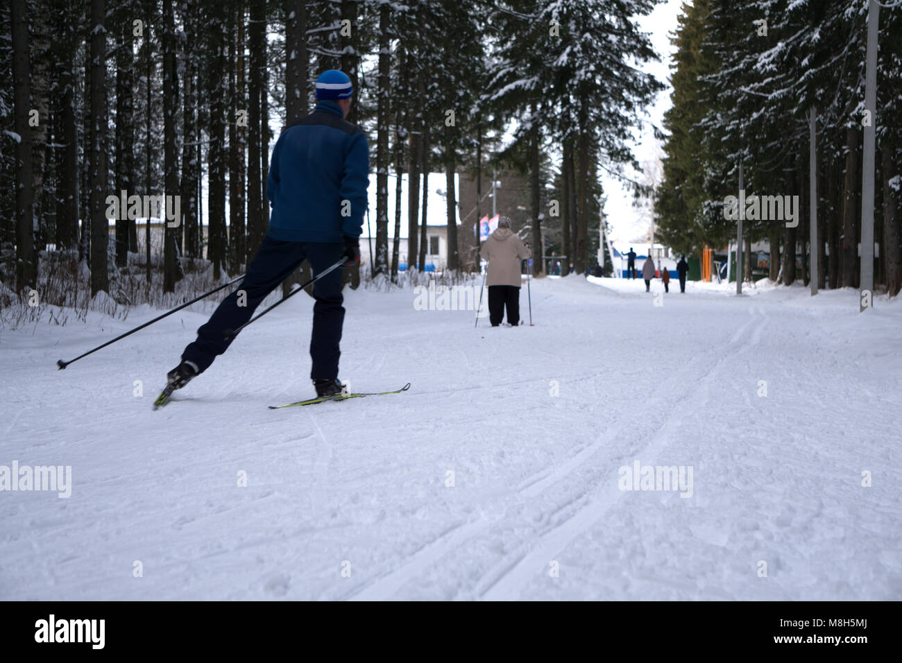 The skier goes down very fast in a straight line Stock Photo - Alamy