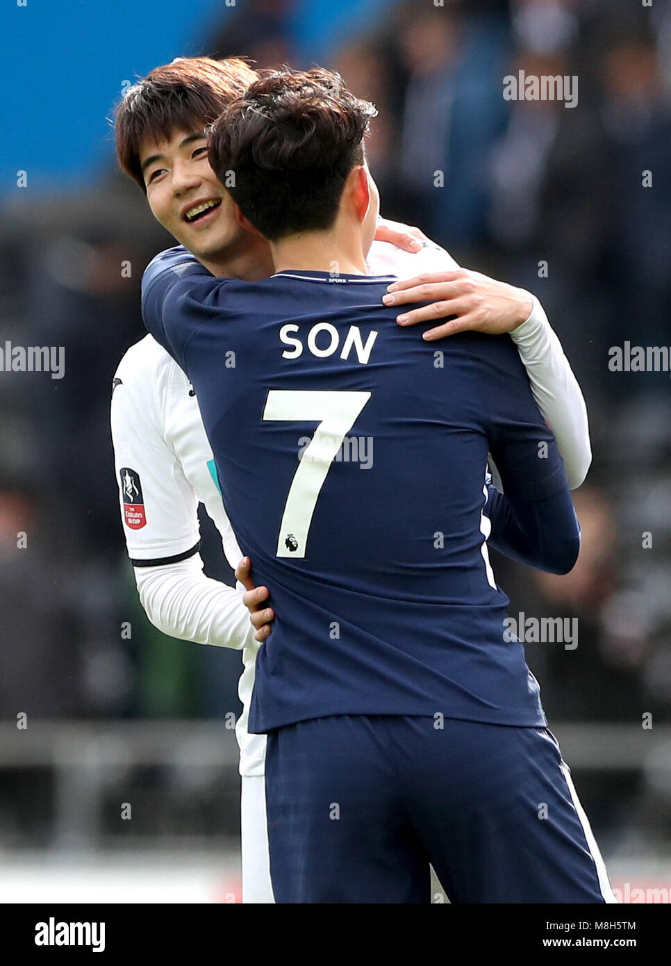 Tottenham Hotspur's Son Heung-Min and Swansea City's Ki Sung-yueng hug ...