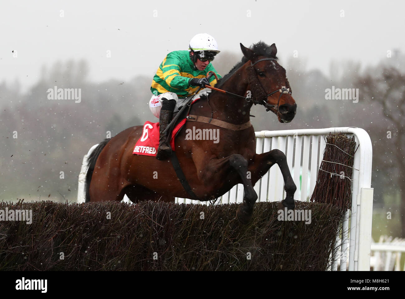 Behind Time ridden by Niall Madden clears the last before winning the ...