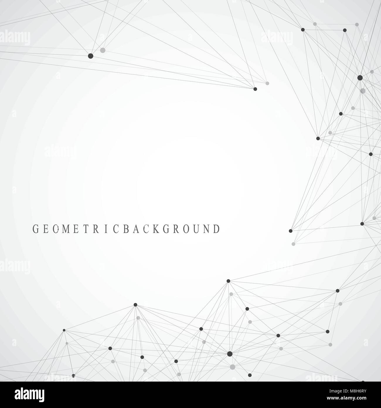 Geometric abstract vector with connected line and dots. Global network ...