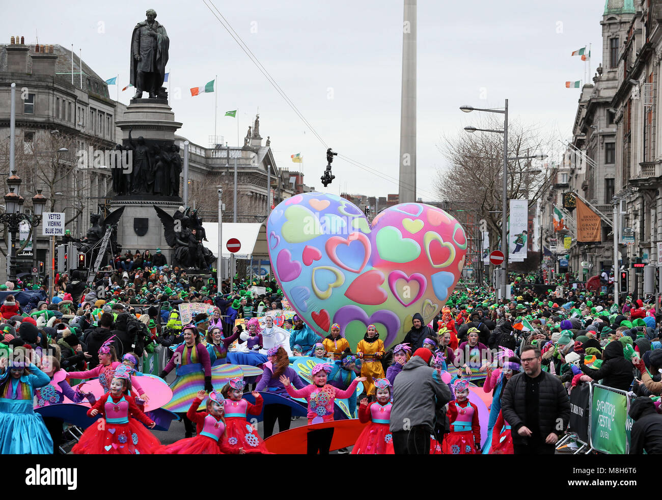 A view of the St Patrick's day parade making it's way down O'Connell ...