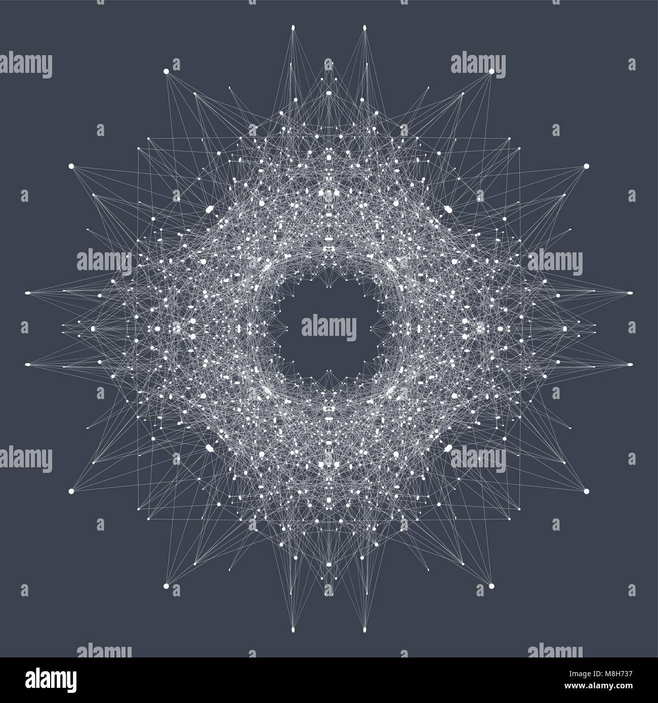Fractal Element With Connected Line And Dots Virtual Background Communication Or Particle