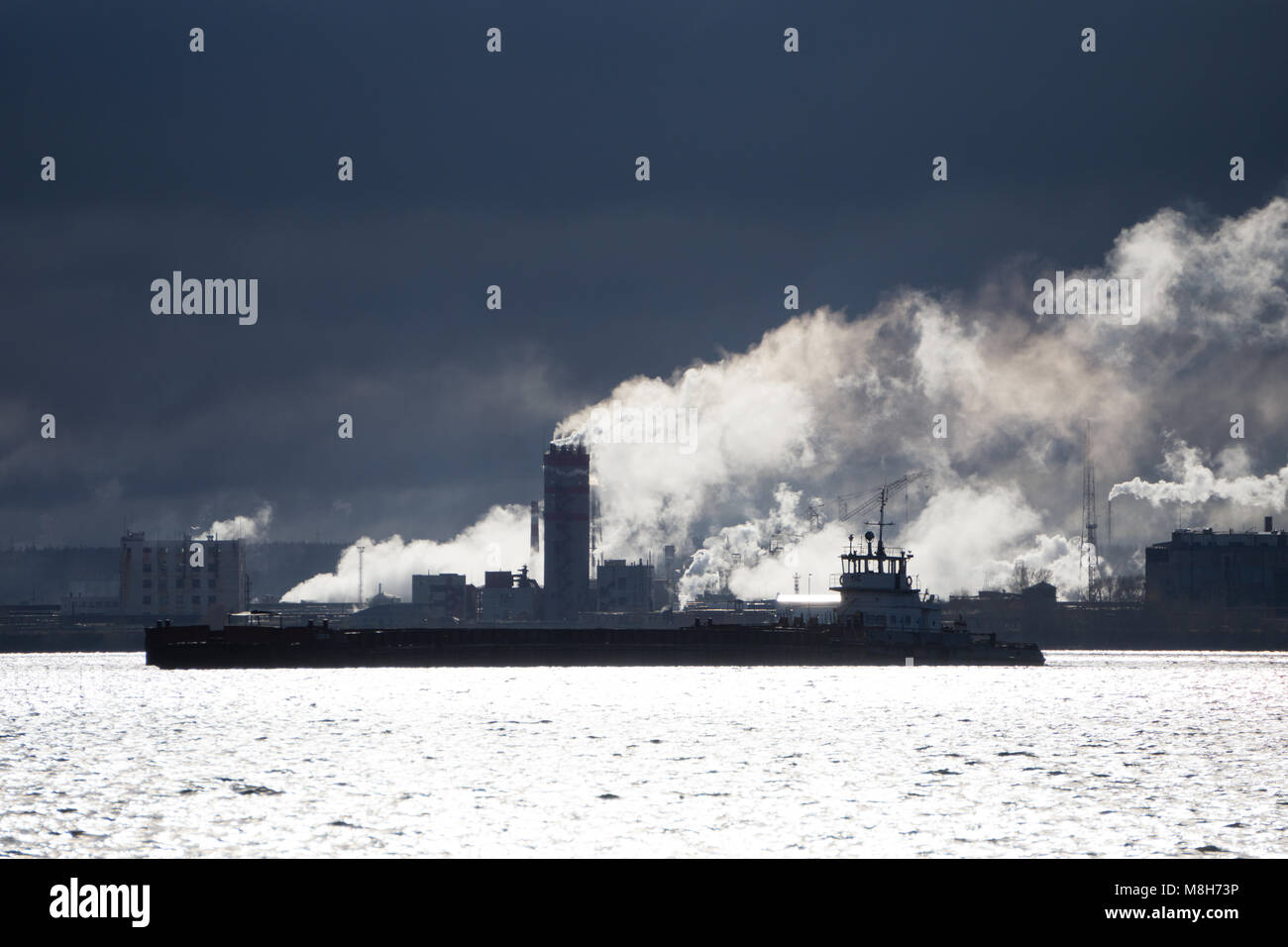 petroleum gas container ship and oil refinery background for energy ...