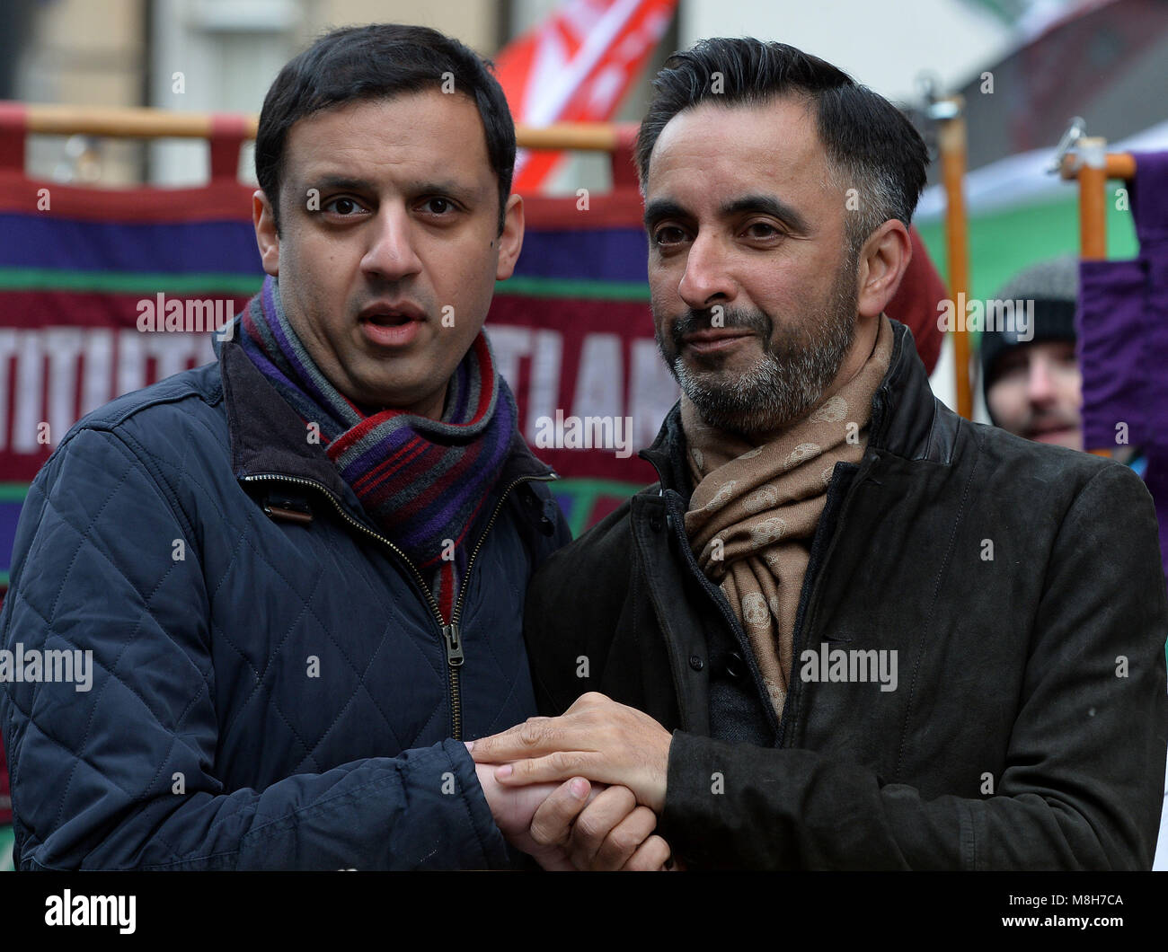 Lawyer Aamer Anwar (right) and Labour MSP Anas Sarwar take part in an ...