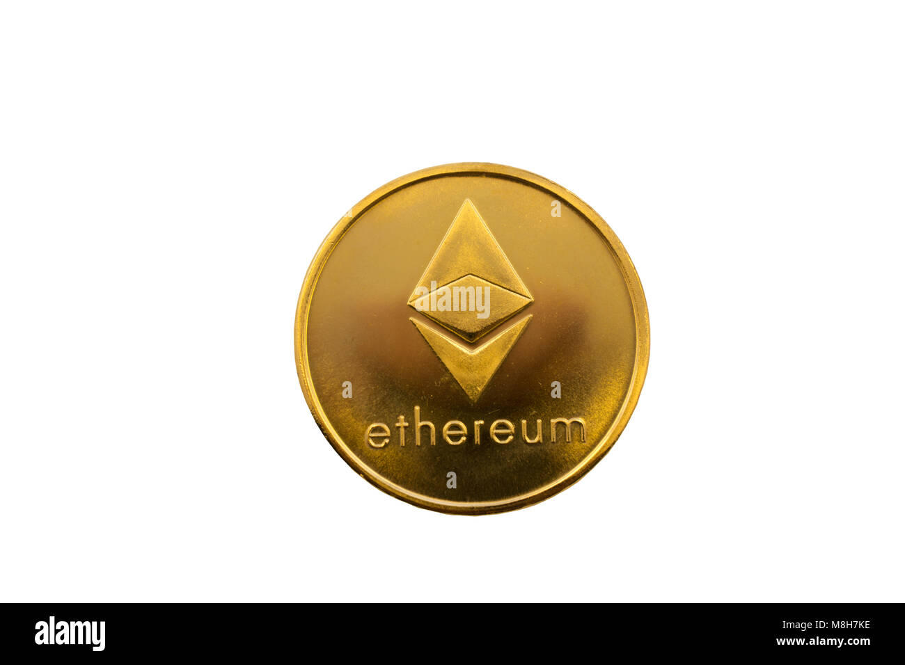 gold ethereum coin isolated on white background isolation Stock Photo ...