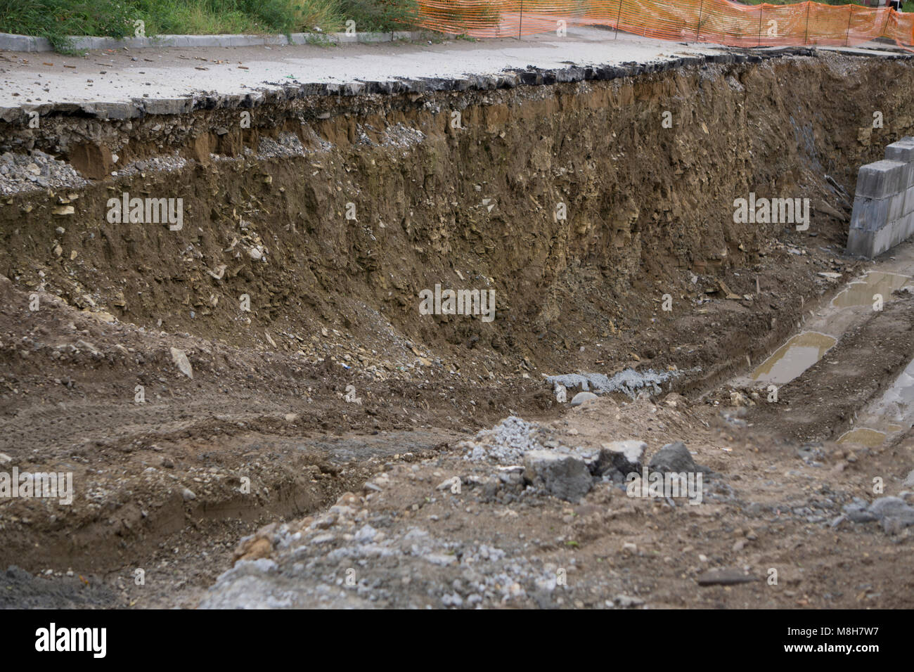 Renovation of a dirt road road dirt ground Stock Photo - Alamy
