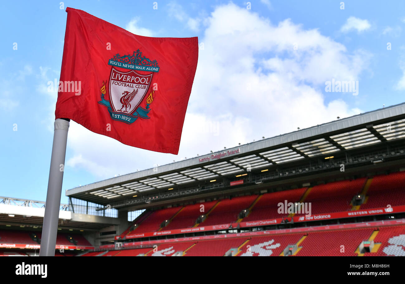 General view of the pitch before the Premier League match at Anfield ...