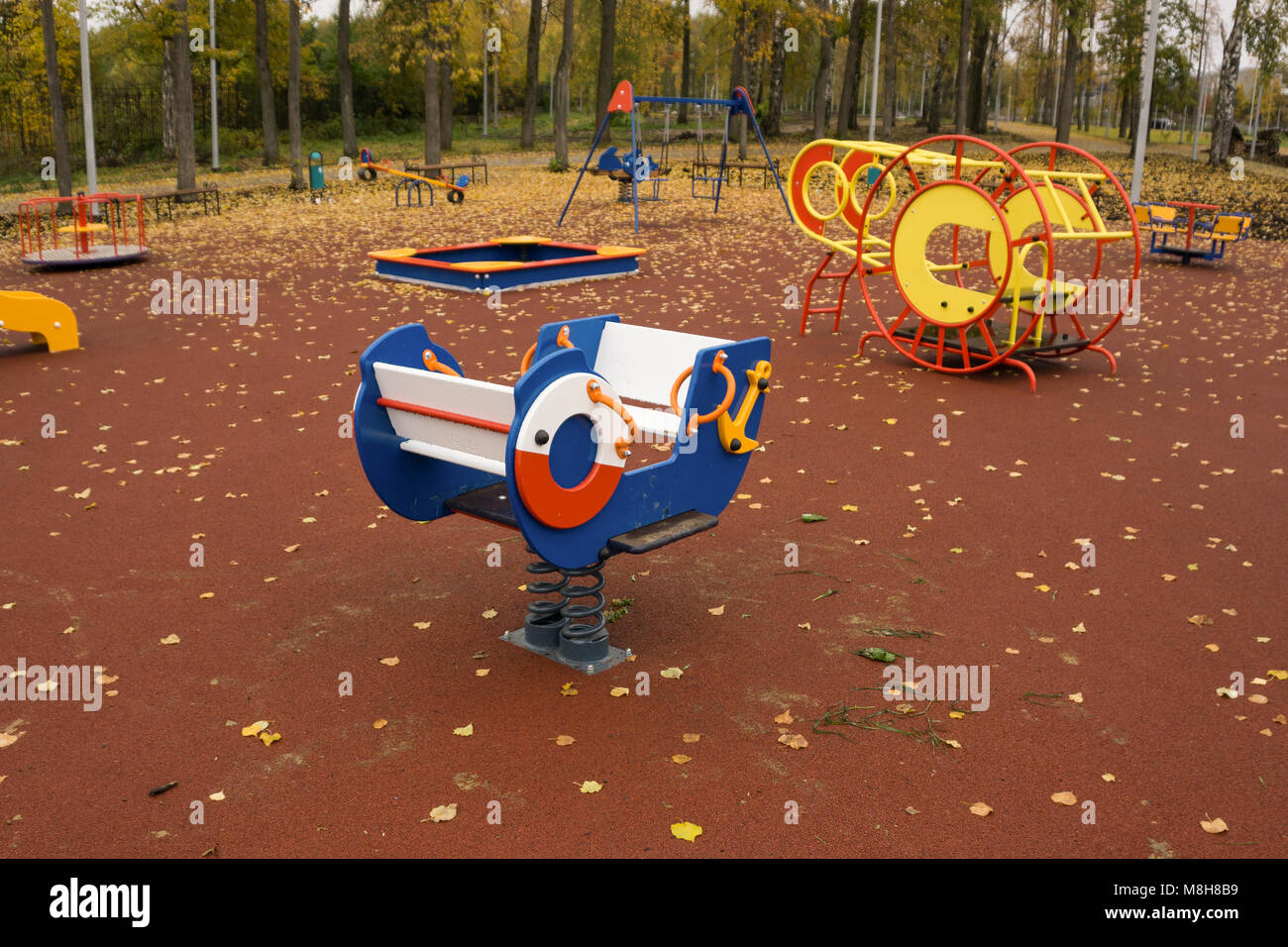Outdoor children playground in sunny day Stock Photo - Alamy