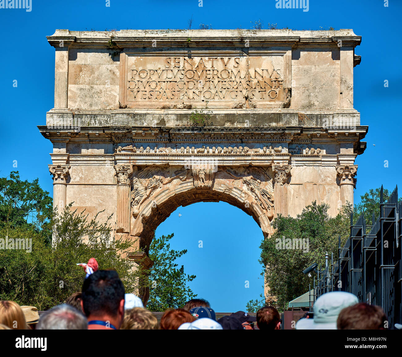 ROME, ITALY - MAY 17, 2017: View of the Arch of Titus at the entrance ...