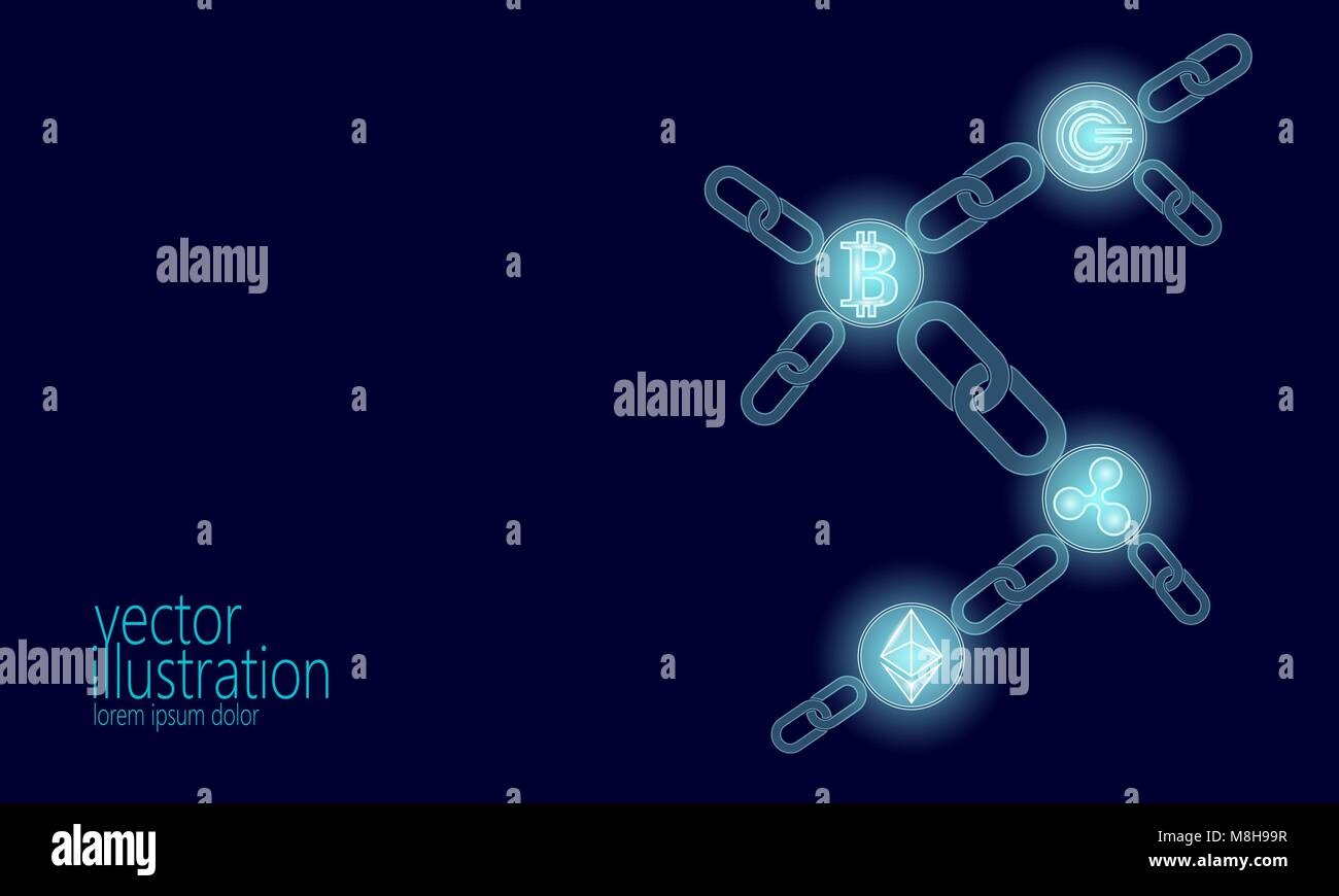 Ethereum Bitcoin Ripple GCC coin digital cryptocurrency global chain connection. Big data ...