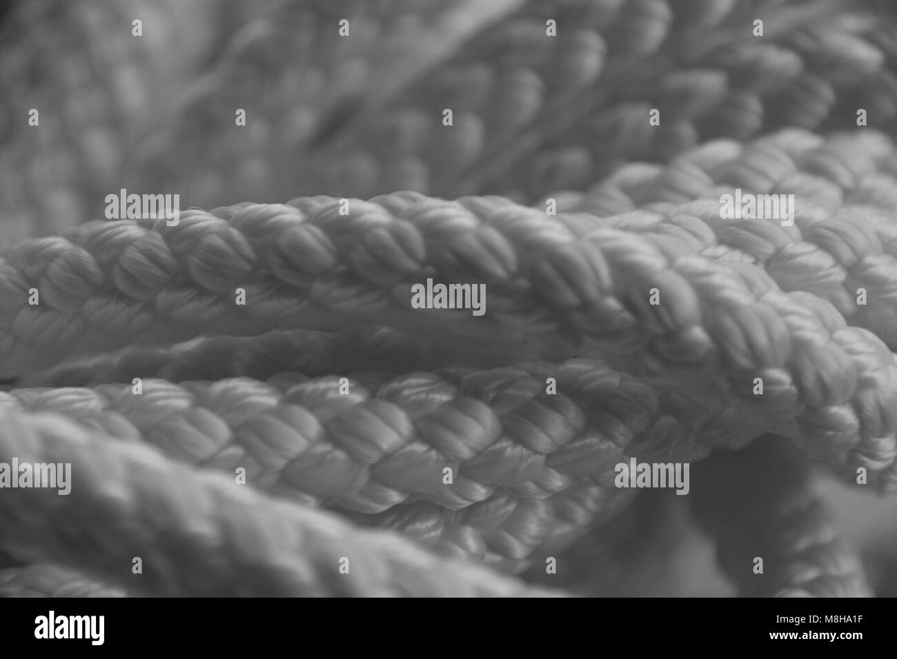 polypropylene ropes in black and White look Stock Photo - Alamy