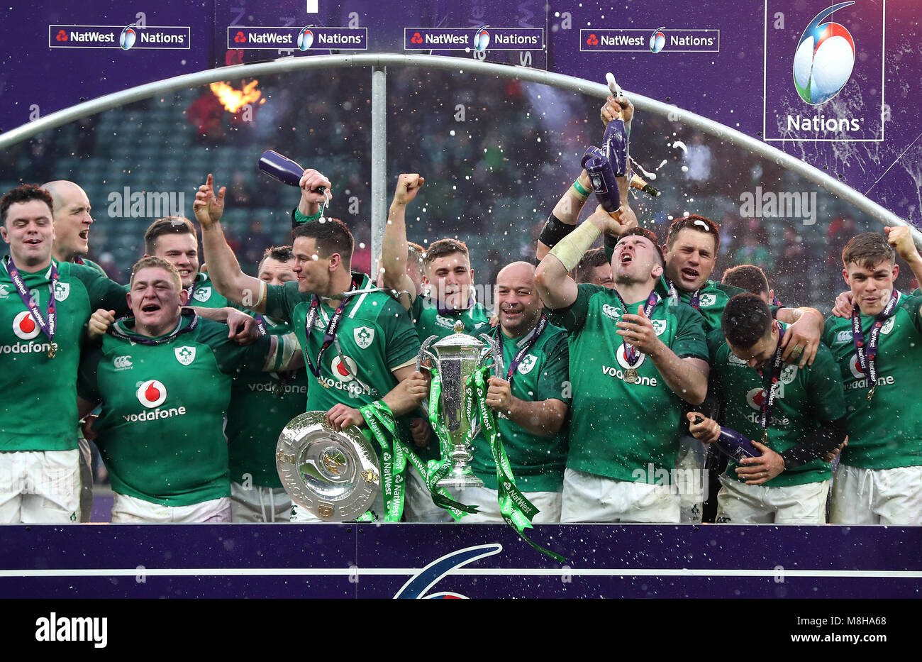 The Ireland team celebrate with their trophy after winning the grand ...