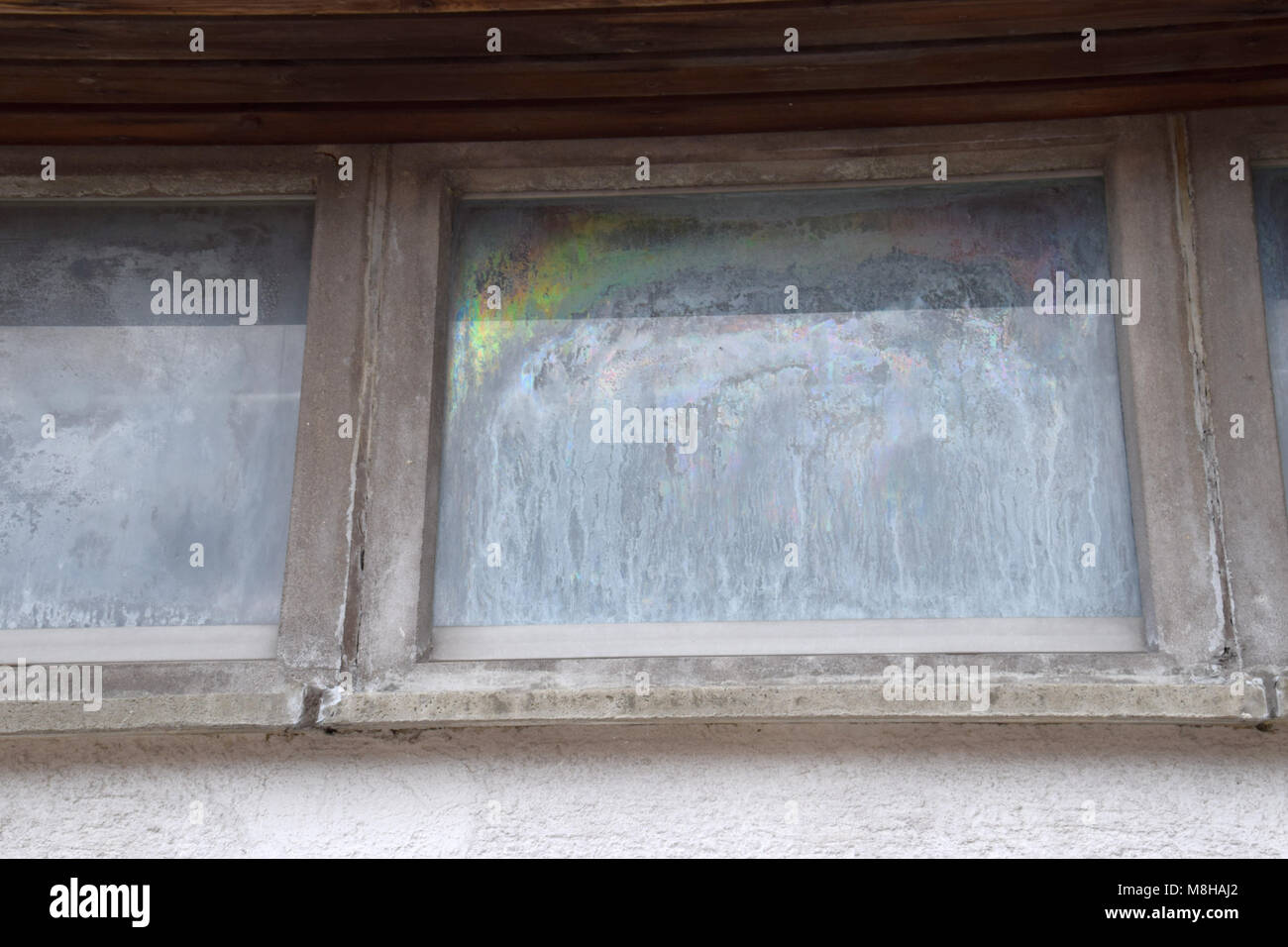 stolidly old window, window with fogged and dull Stock Photo - Alamy