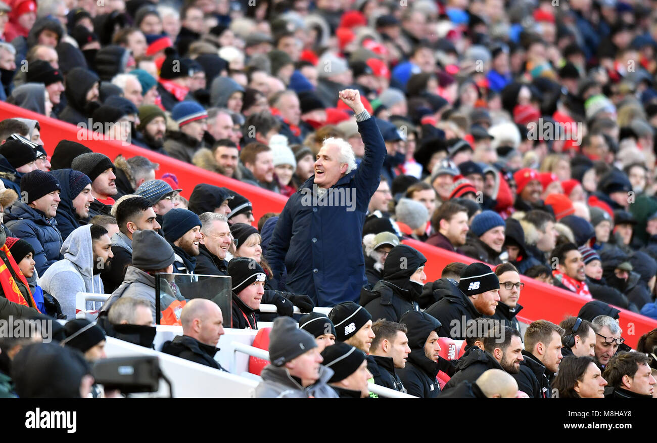 Fans during the Premier League match at Anfield, Liverpool Stock Photo ...