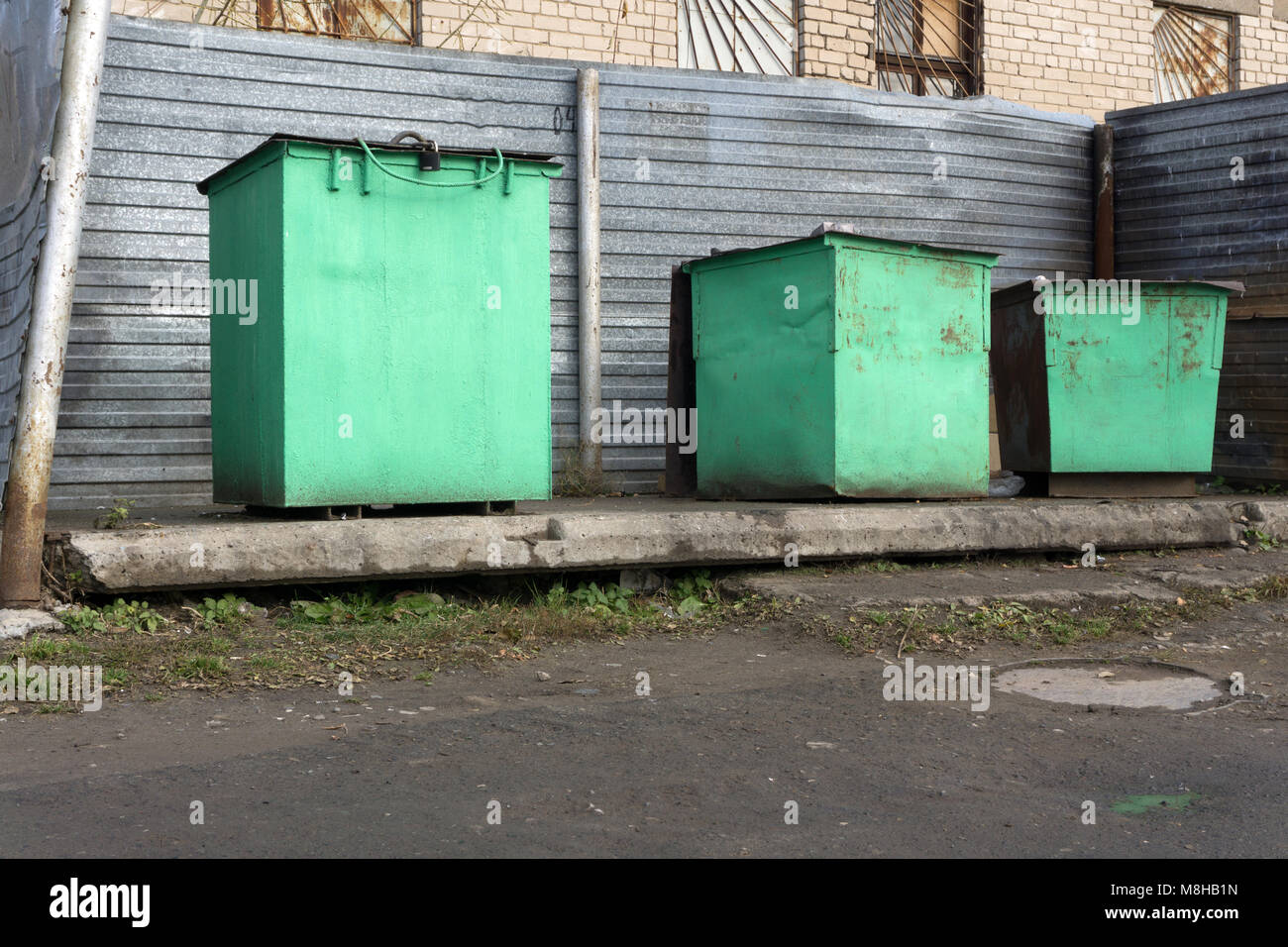 Old green Garbage transportation vintage waste white Stock Photo - Alamy