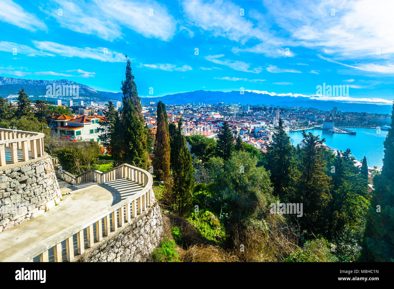 Aerial view at Split cityscape in Croatia, mediterranean scenery in ...