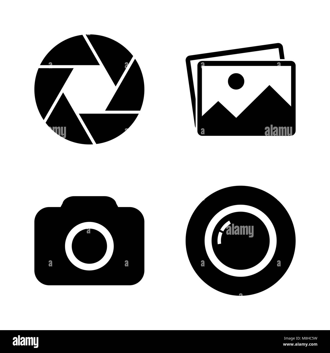 Photo camera icon set Black and White Stock Photos & Images - Alamy