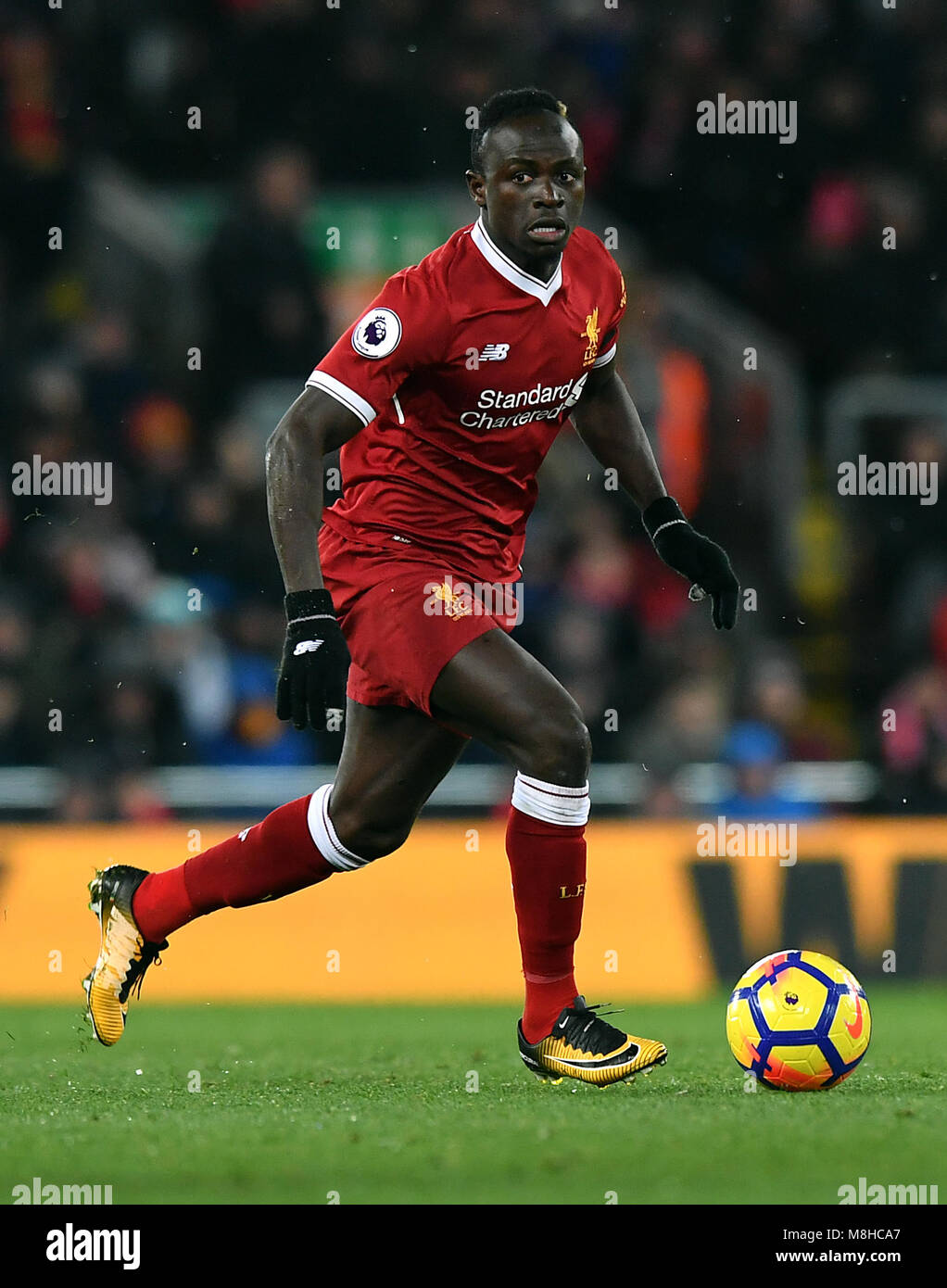 Liverpool's Sadio Mane during the Premier League match at Anfield ...