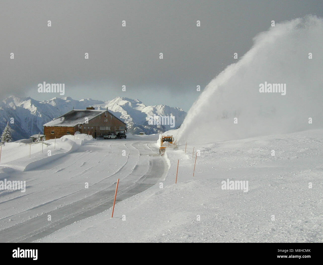 Hurricane Ridge snow blower building Stock Photo - Alamy