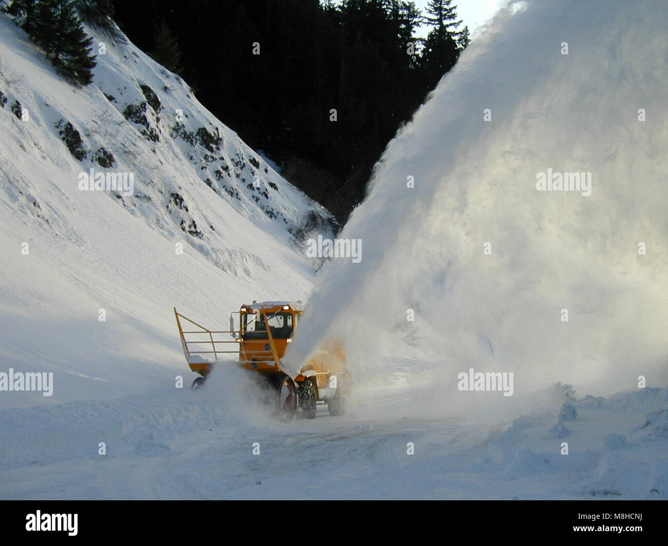 Hurricane Ridge winter snow work plow Stock Photo - Alamy
