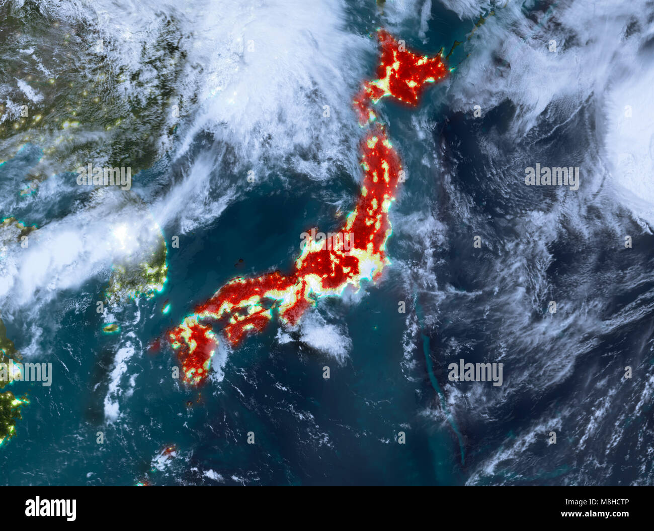 Satellite image japan night satellite hi-res stock photography and ...