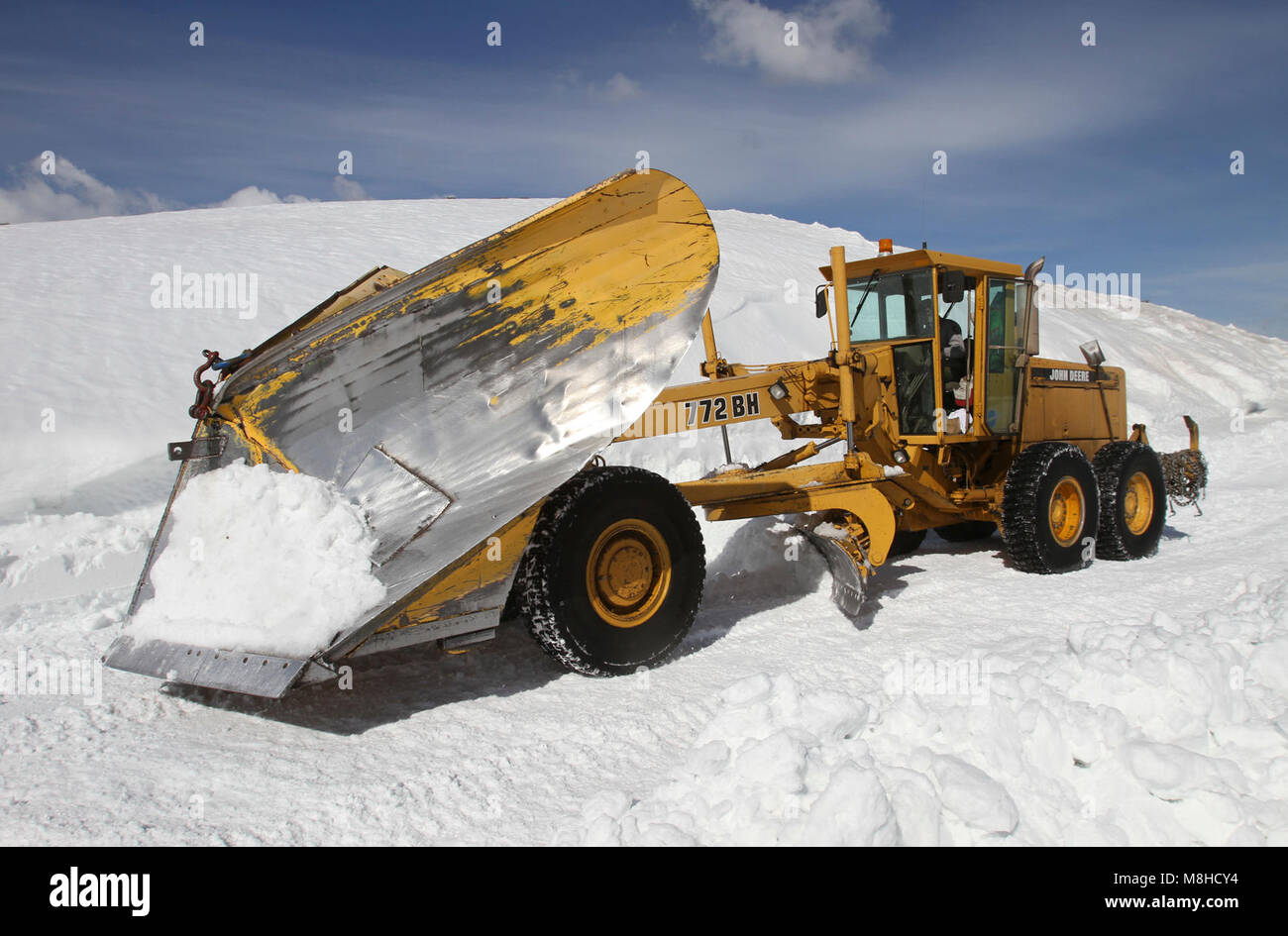 Grader clearing snow at Grizzly Drift in Hayden Valley Stock Photo - Alamy