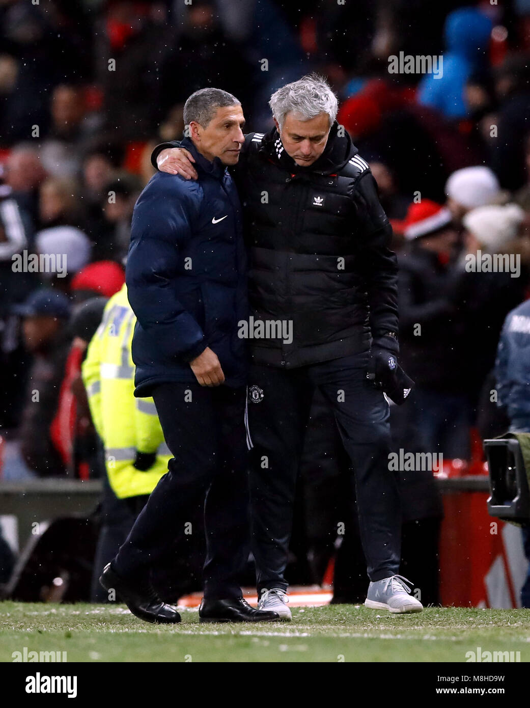 Manchester United manager Jose Mourinho (right) and Brighton & Hove ...