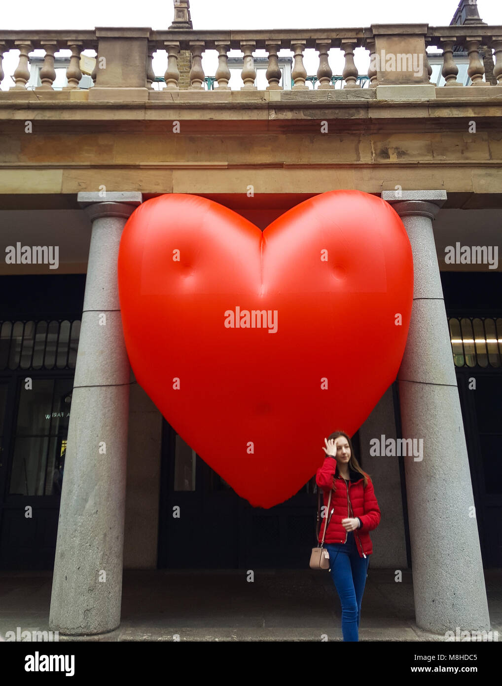 A giant inflatable heart balloon in Covent Garden as part of “Love ...