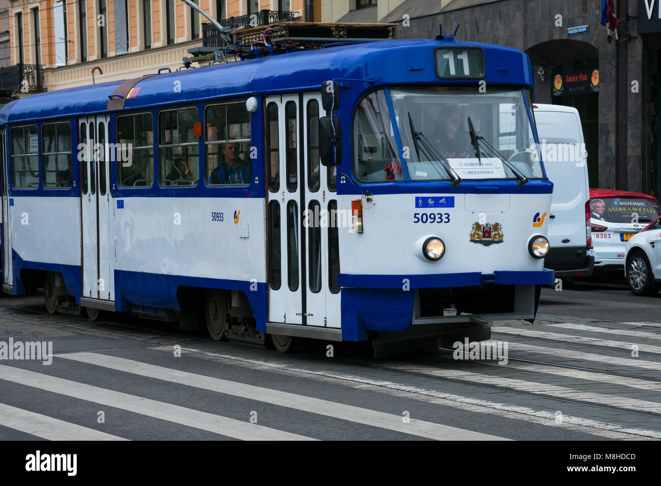 Riga blue tram hi-res stock photography and images - Alamy