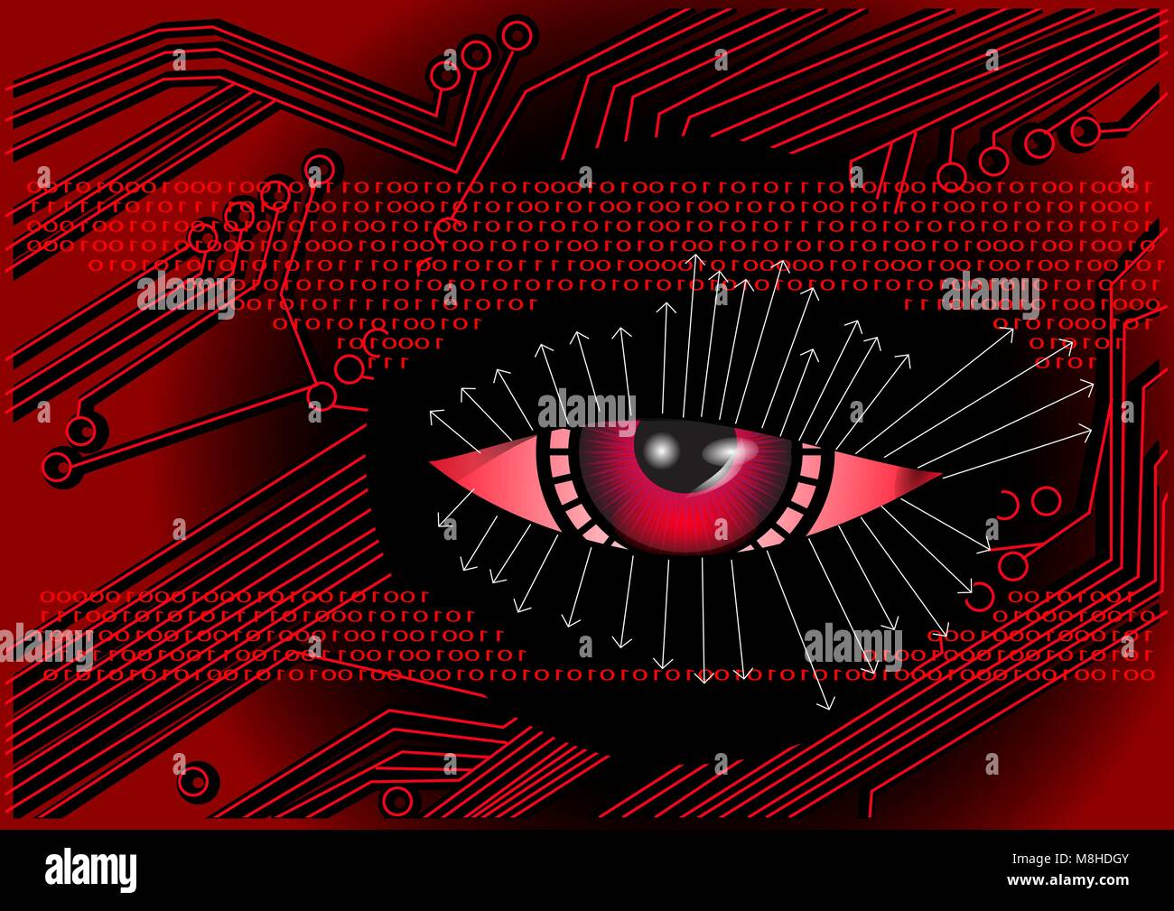 Cyber. digital background. abstract eye and binary code Stock Vector ...