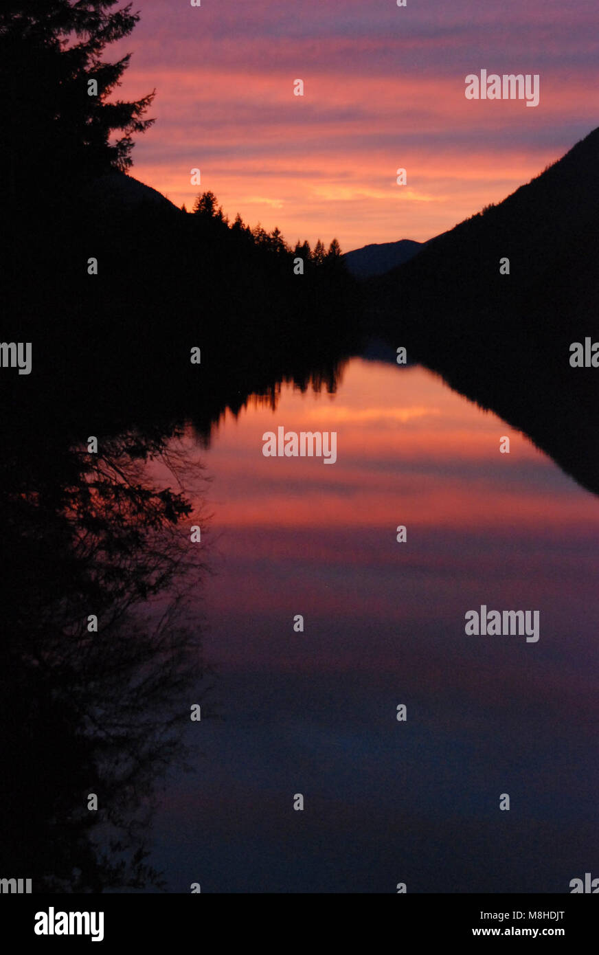 Lake Crescent sunset Stock Photo - Alamy