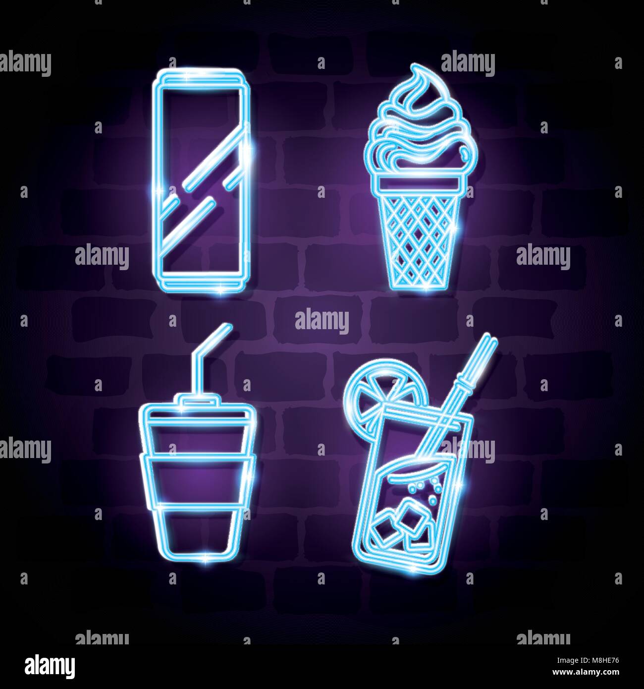 drinks bar neon label vector illustration design Stock Vector Image ...