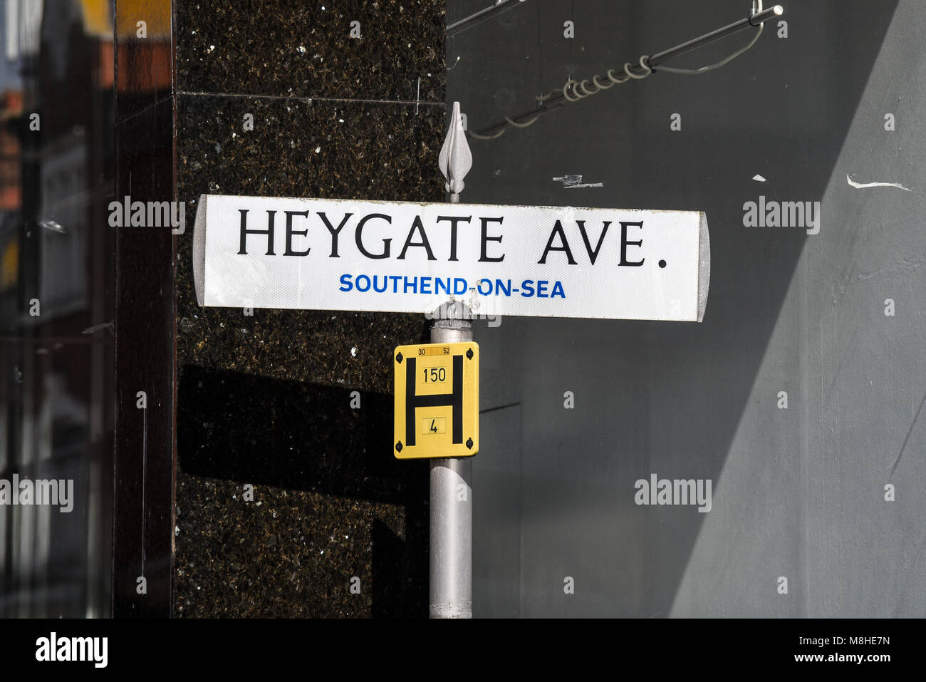 Heygate Avenue, Southend on Sea, Essex. Street sign, road sign ...