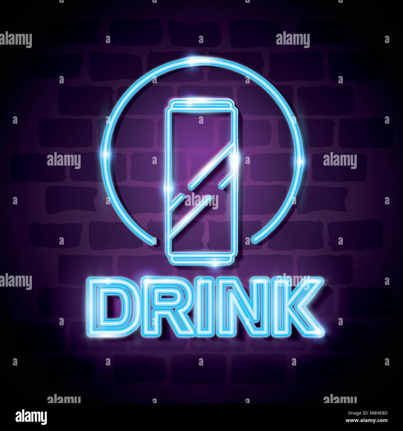 drink bar neon label vector illustration design Stock Vector Image ...