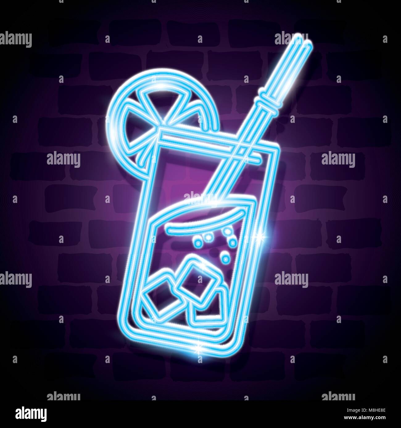 cocktail drink neon label vector illustration design Stock Vector Image ...