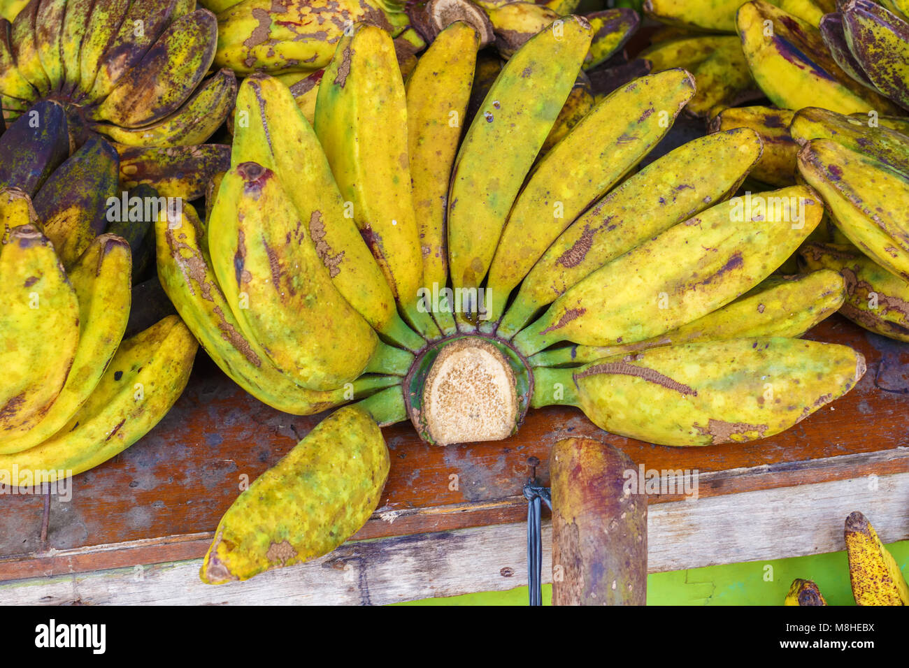 Bundles of bananas on the Asian market. Ripe, organic fruit Stock Photo ...