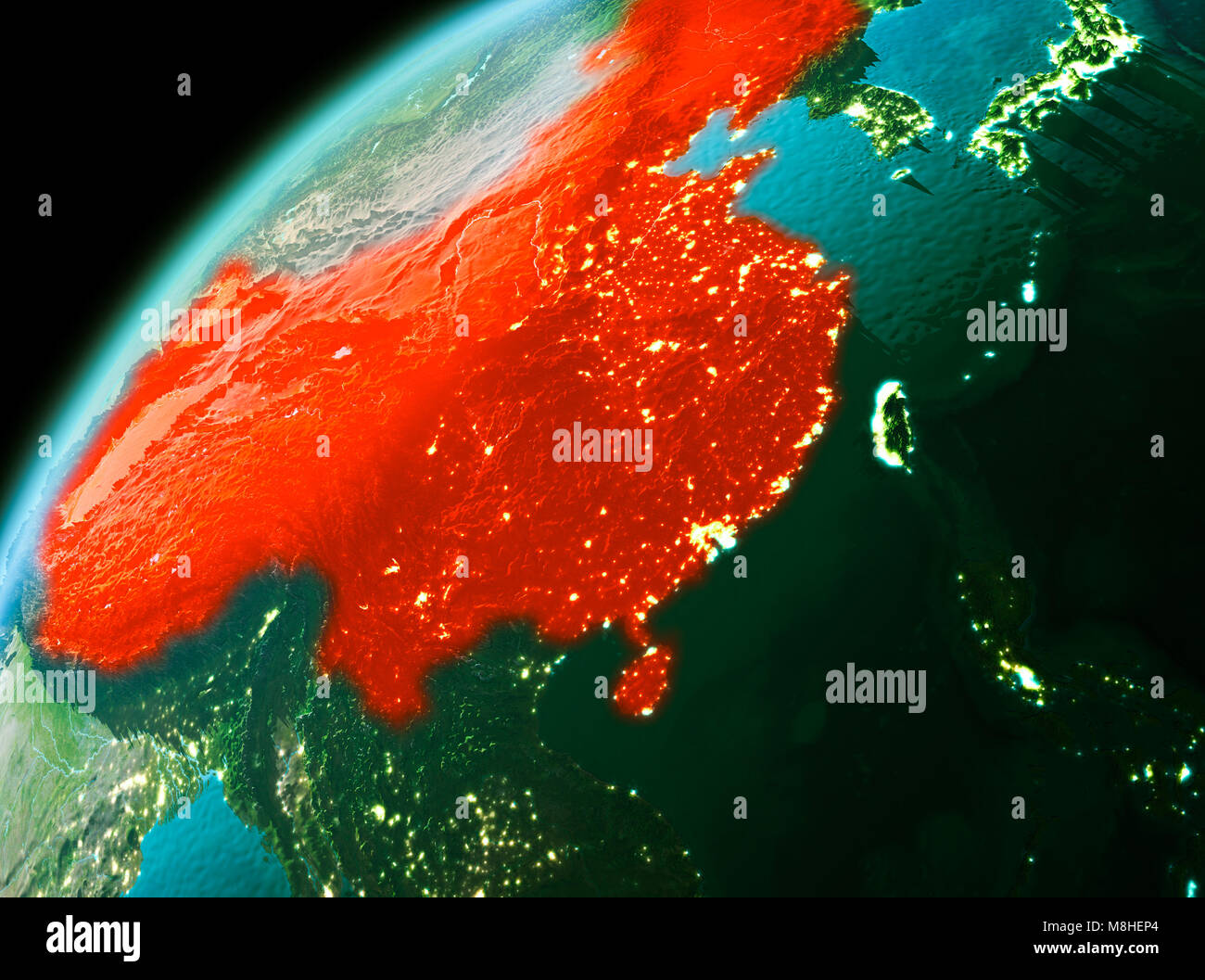 Highlighted satellite image of china hi-res stock photography and ...