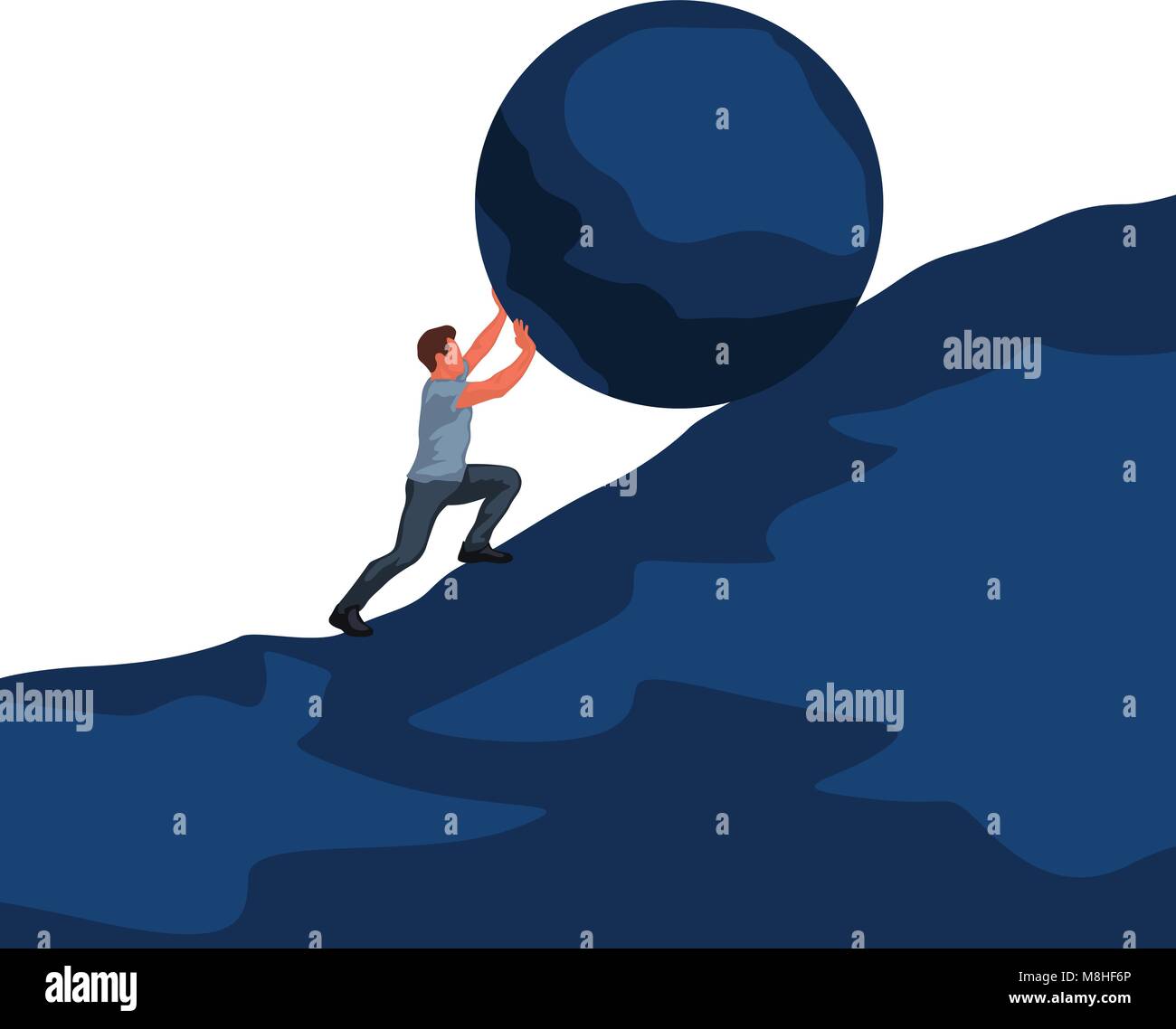 Man pushing up hill hi-res stock photography and images - Alamy