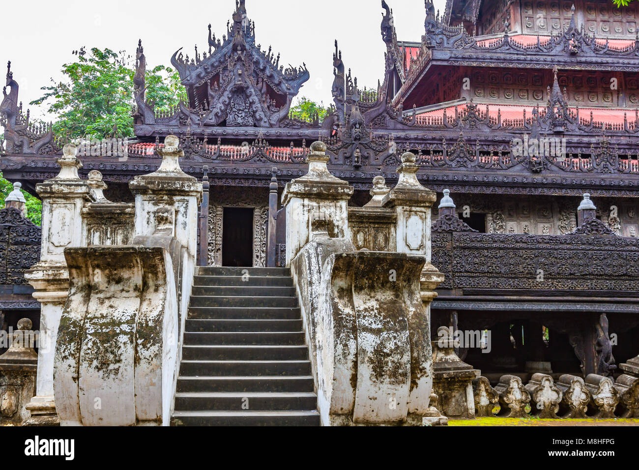 Burma teak temple hi-res stock photography and images - Alamy