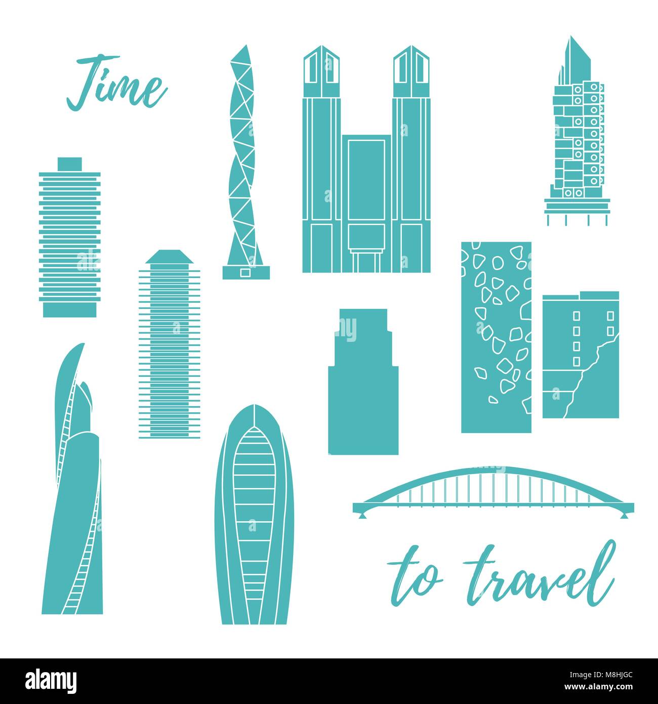 Unusual Japanese architecture. Famous building and skyscrapers. Travel ...