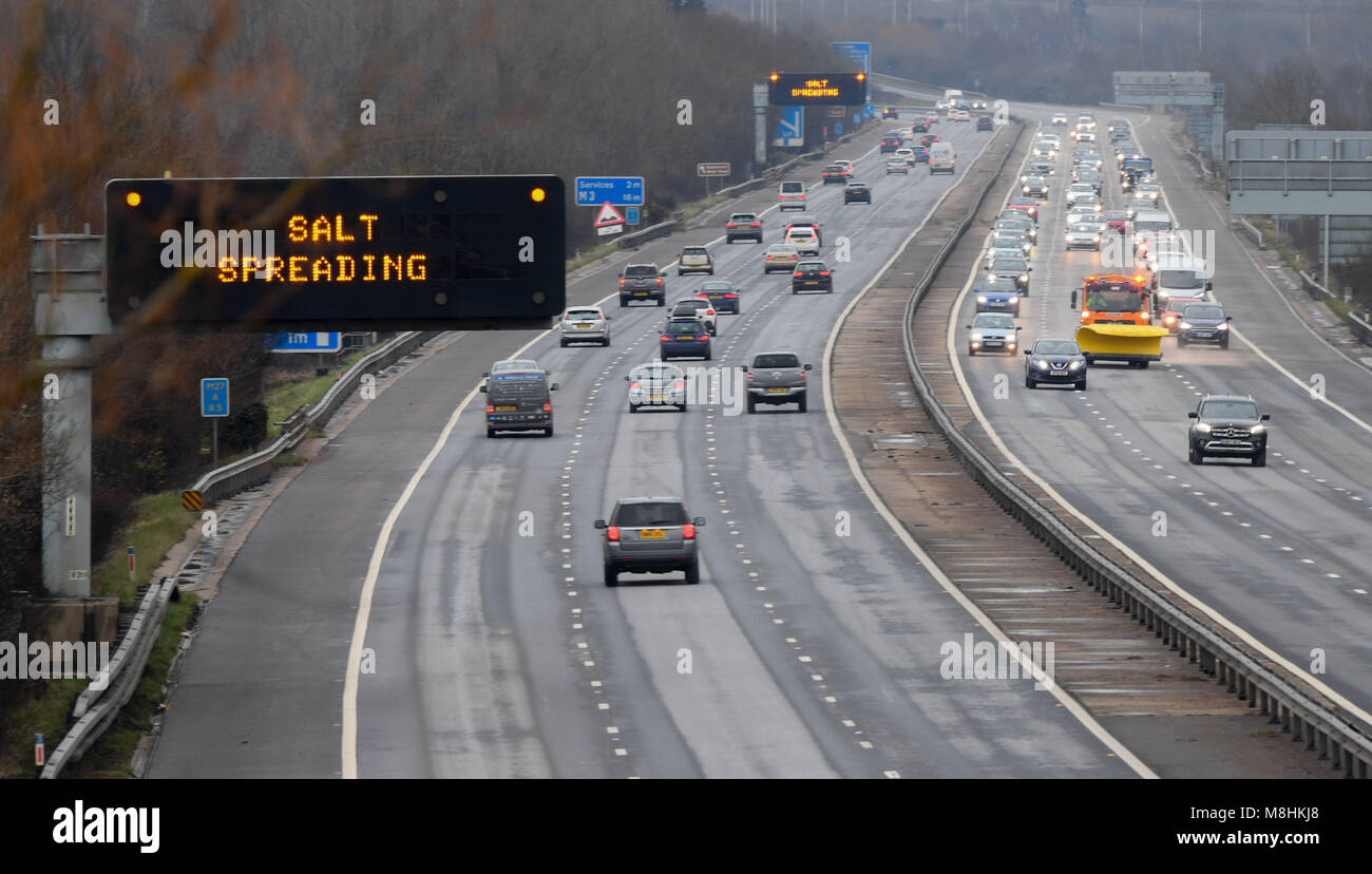 17th March 2018 Southampton UK weather. Gritting trucks head out on the ...