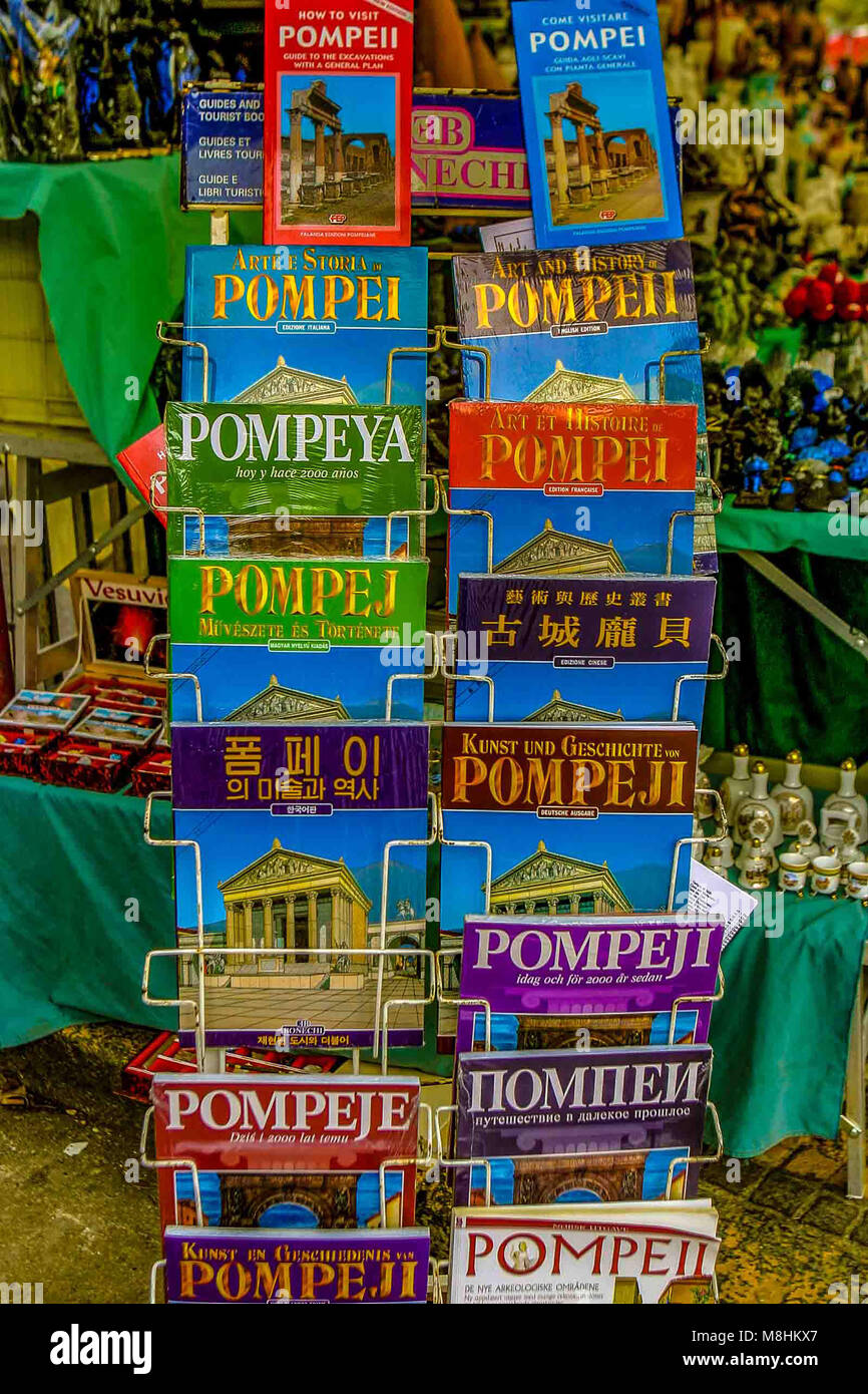 Pompeii, Italy. 26th Sep, 2004. A display of guides to Pompeii in many ...