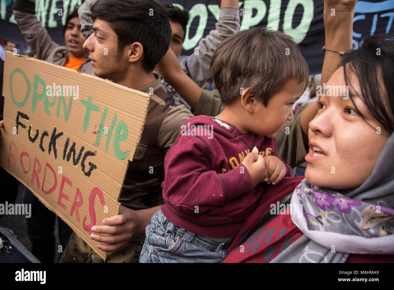 Refugees and migrants protest against EU's migration policy and demand ...