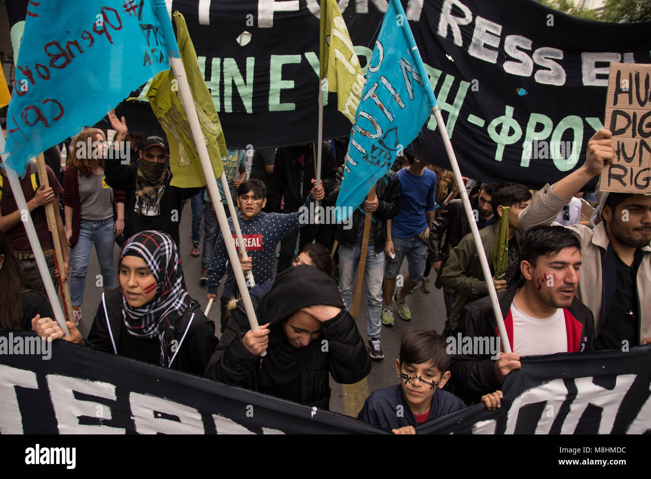 Refugees and migrants protest against EU's migration policy and demand ...
