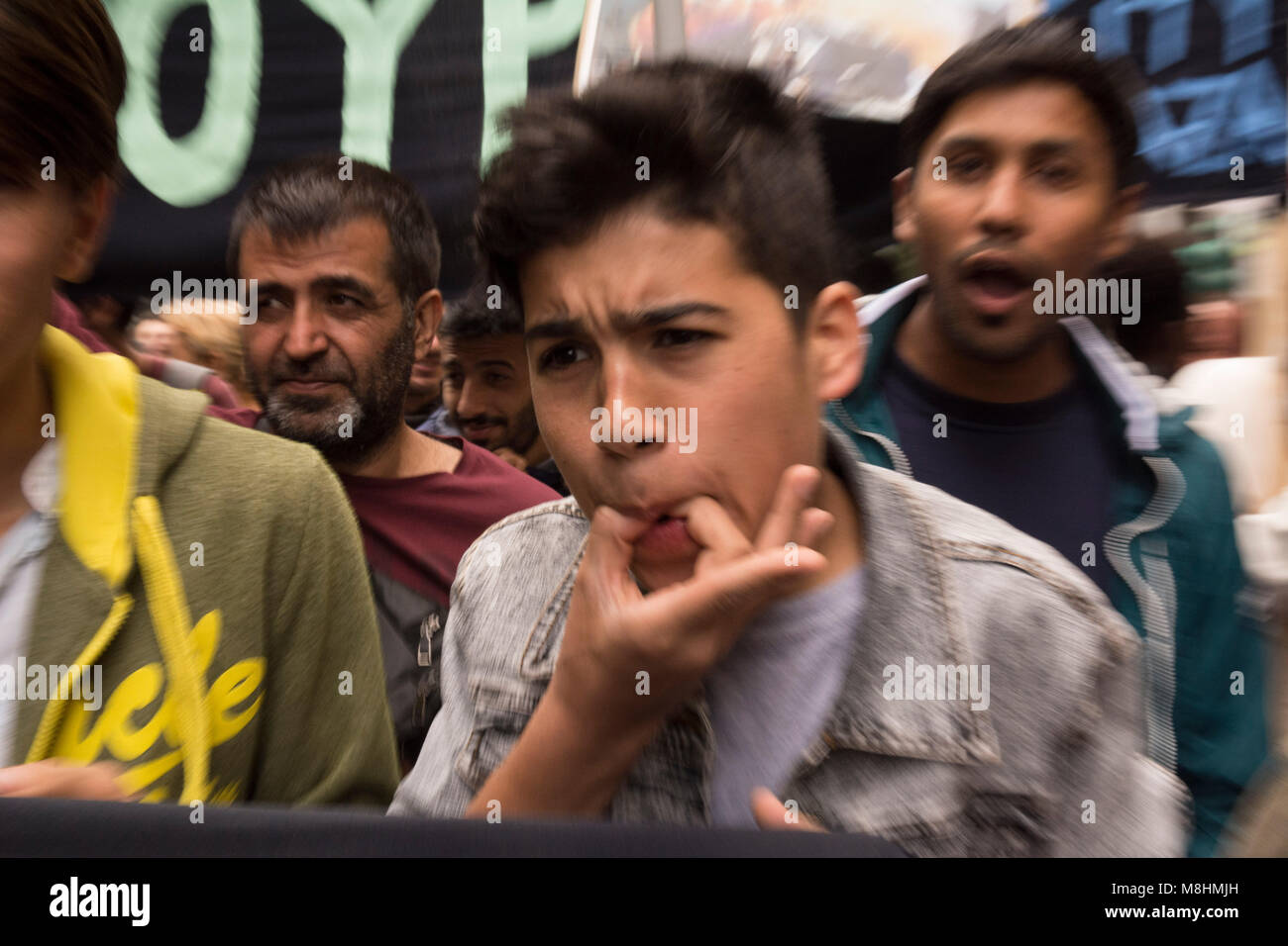 Refugees and migrants protest against EU's migration policy and demand ...