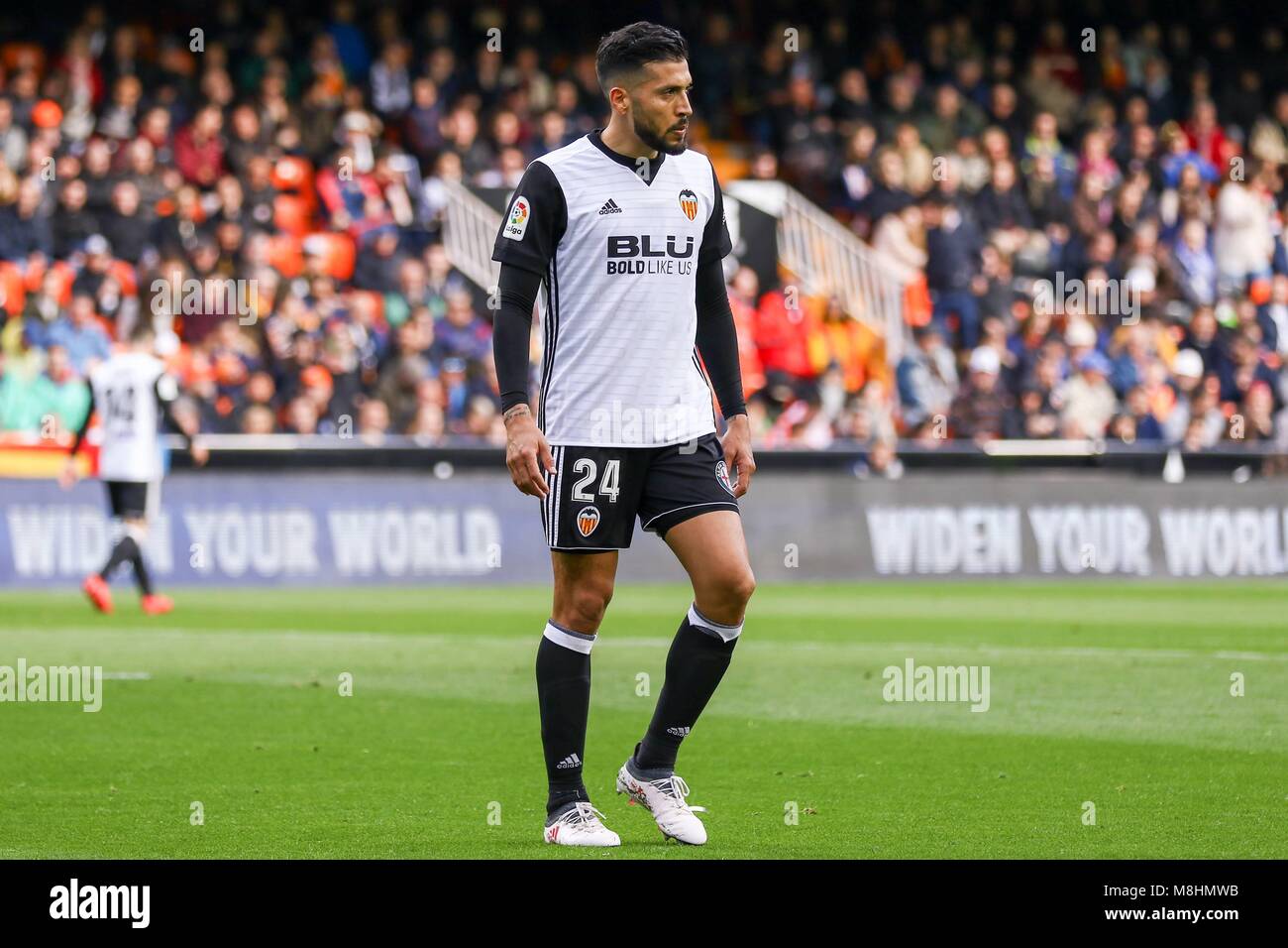 Garay of Valencia during the Santander League (La Liga) match played at ...