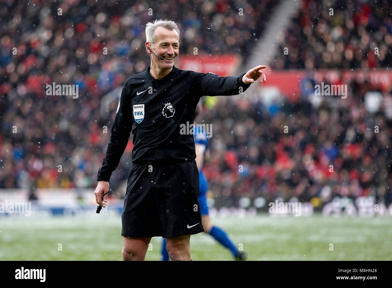 Referee Martin Atkinson during the Premier League match between Stoke ...