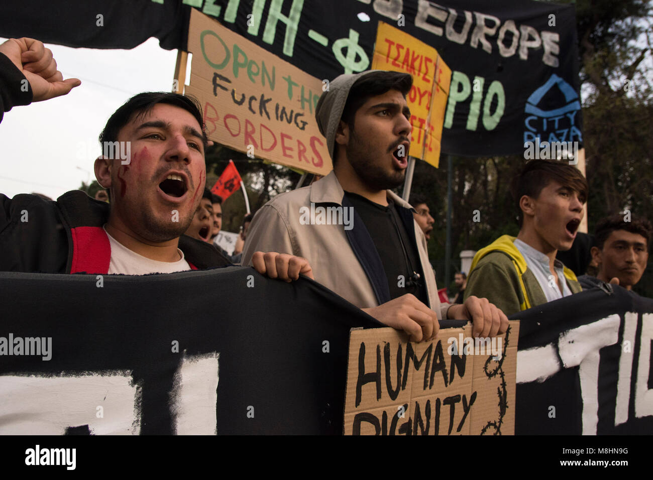 Refugees and migrants protest against EU's migration policy and demand ...